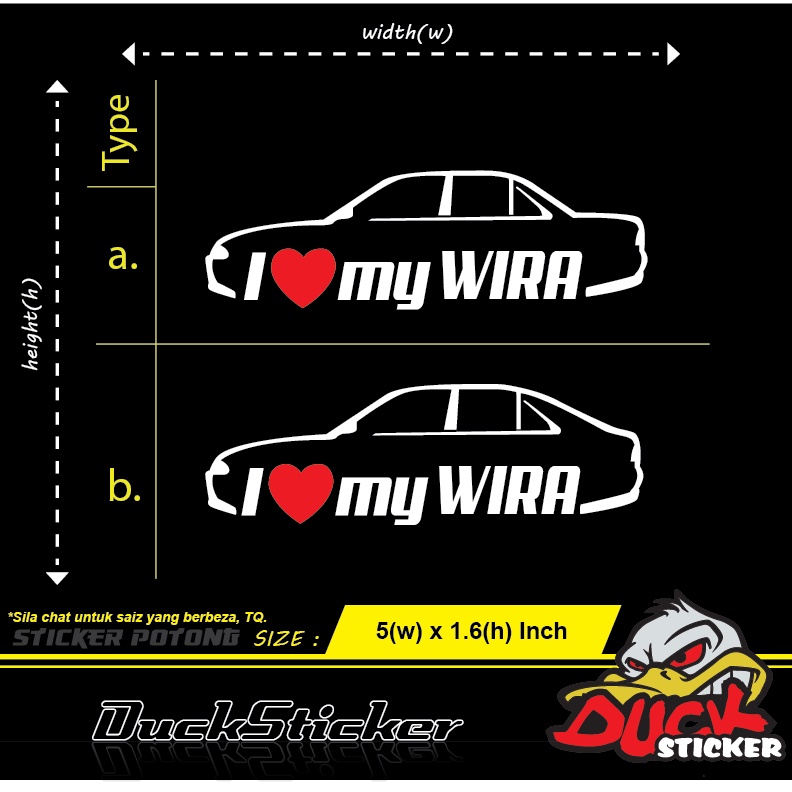 I LOVE WIRA STICKER 1PCS #cuttingsticker #proton #wira #mdm | Shopee ...