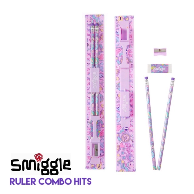 💯 Smiggle Ruler Combo Hits stationery set Pencils Eraser Sharpener 30cm ...