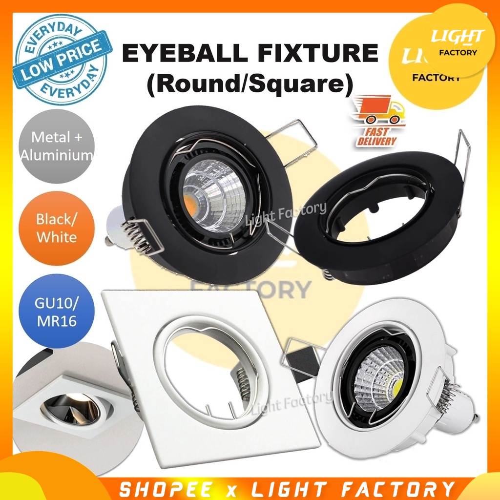 LED Eyeball Fitting Casing Black / White Downlight Housing Light ...