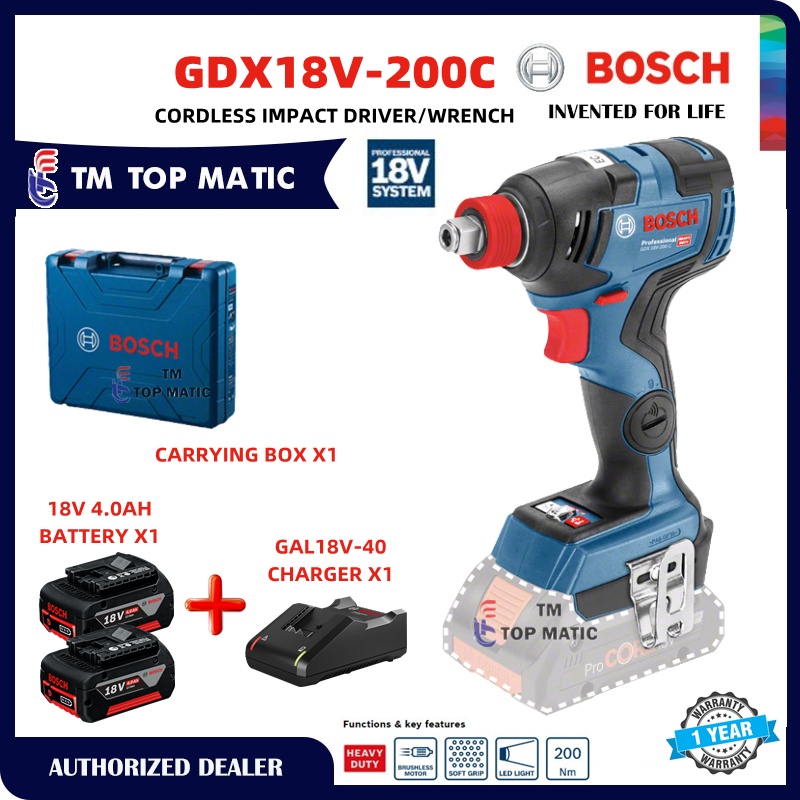 BOSCH GDX18V-200C GDX 18V-200 C Professional Brushless Cordless Impact Driver - TM TOP | Shopee ...