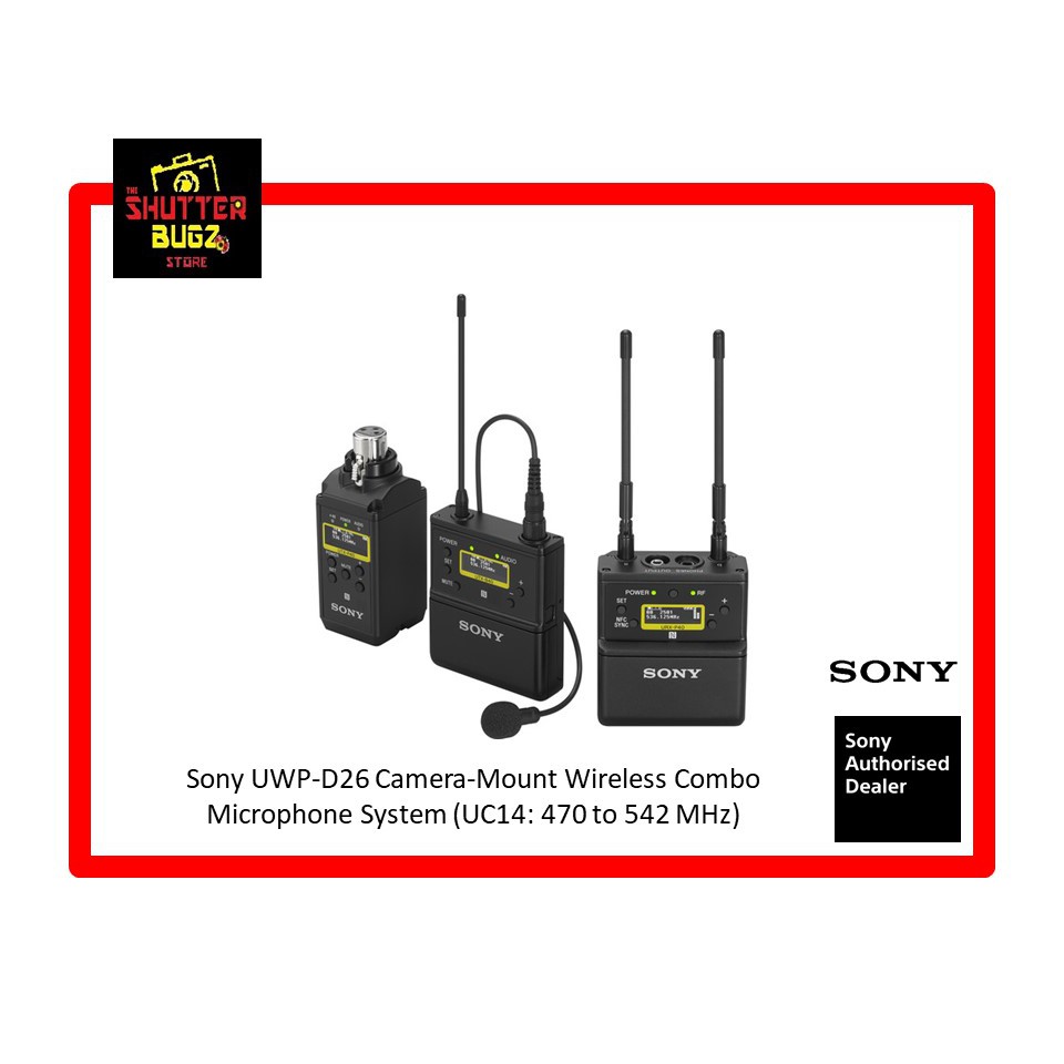 Sony UWP-D26 Camera-Mount Wireless Combo Microphone System (UC14: 470 to 542 MHz) (Sony Malaysia ...