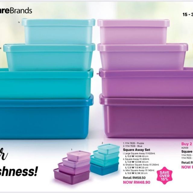 tupperware Square All Away set（blue only) | Shopee Malaysia