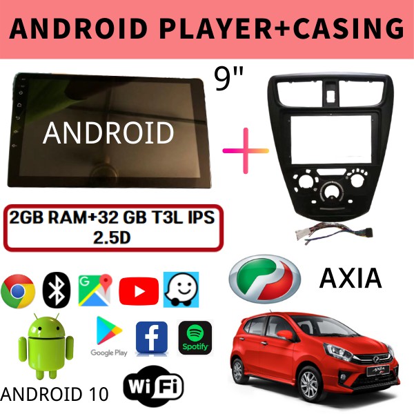 PERODUA AXIA 9" Inch Android 10 Car Android GPS Wifi Bluetooth Car ...