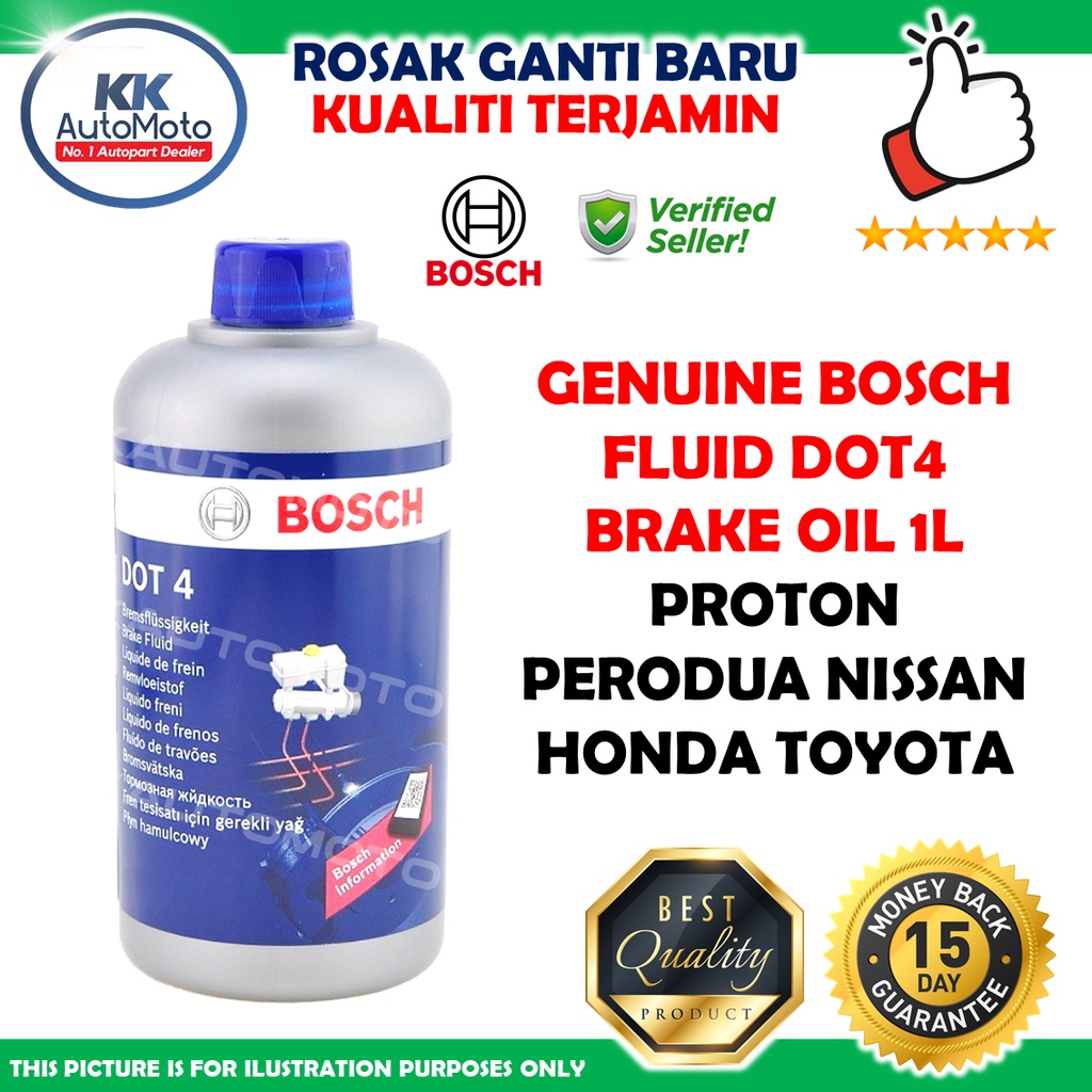 Genuine BOSCH DOT4 IV Original Brake Oil FLuid 1L - Minyak Brek Dot 4 ...