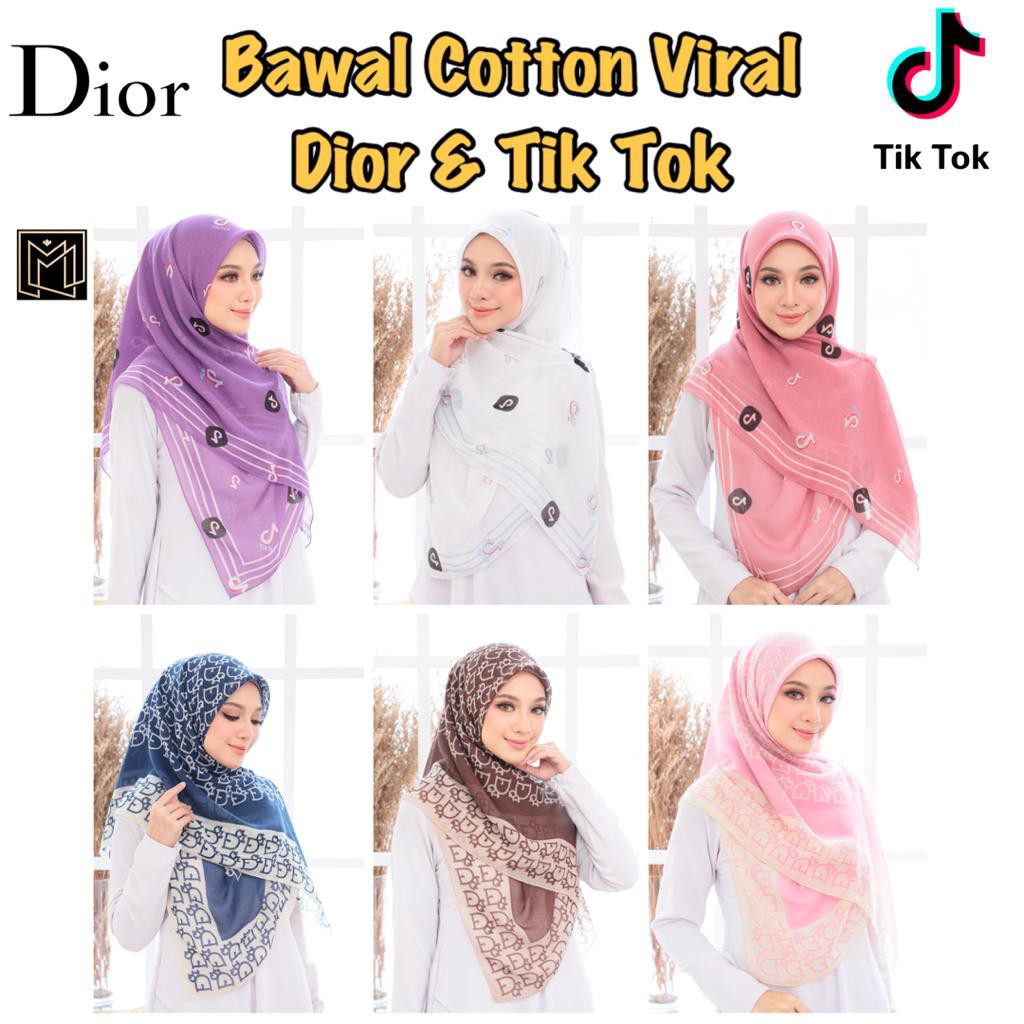 Hot item!! TUDUNG BAWAL COTTON VIRAL TANPA BATU CORAK TIK TOK & DIOR ...