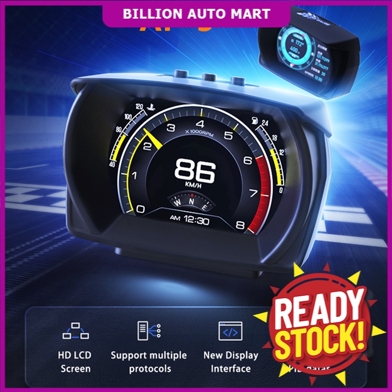 Car Hud Obd Obd2 Meter Display Incline Gps Speed Gauge Interface Water ...