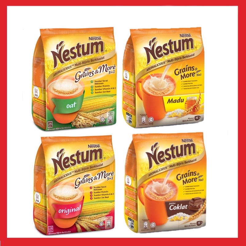 Nestle Nestum Grains&More 3 In 1 (28g x15’s)(Original,Madu,Chocolate ...