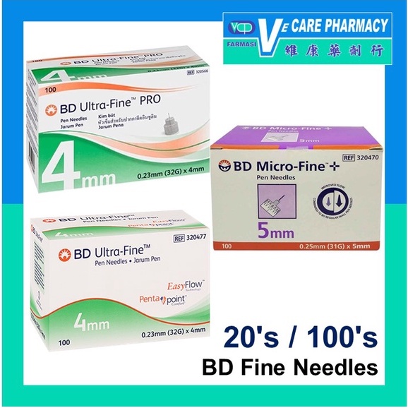 BD Micro-Fine / Ultra-Fine / Ultra-Fine PRO Pen Needles 20's/100's ...