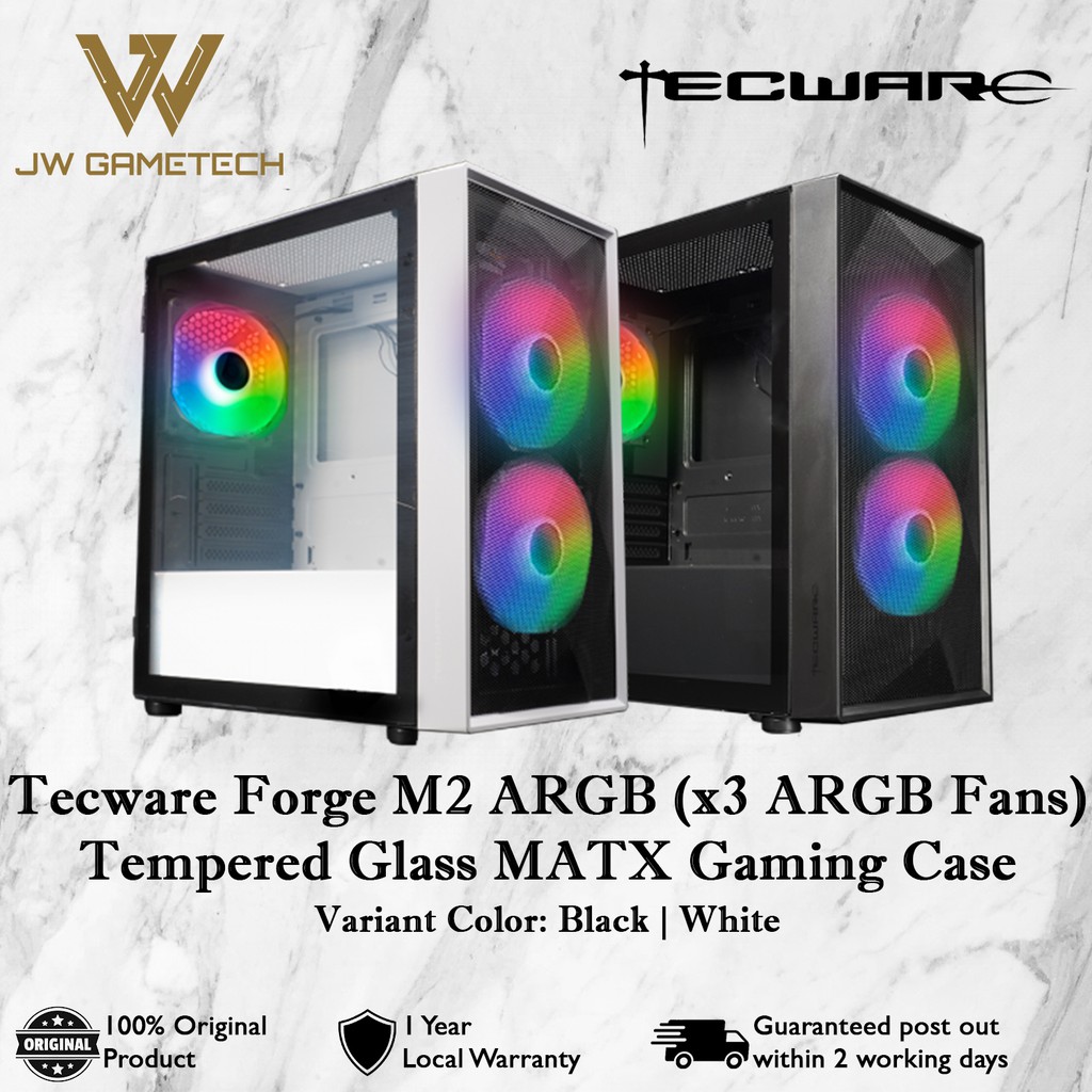 Tecware forge m2 argb tg matx gaming case - argb black | argb white ...