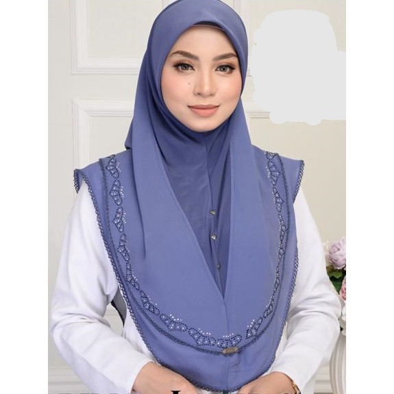 Tudung SizeL Labuh Exclusive Muslimah Sarung Layer Chiffon Bercorak ...