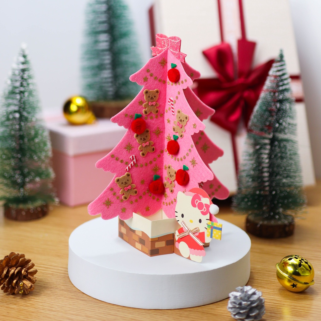 Original Sanrio Hello Kitty Pink Christmas Tree 3D Christmas Card ...