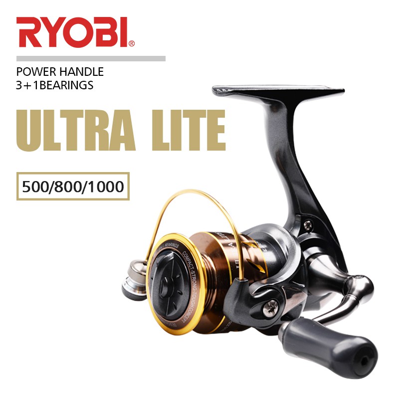New RYOBI ULTRA LITE 500/800/1000 mini Spinning Fishing Reels 3+1BB Gear Ratio 5.2:1 Max Drag ...