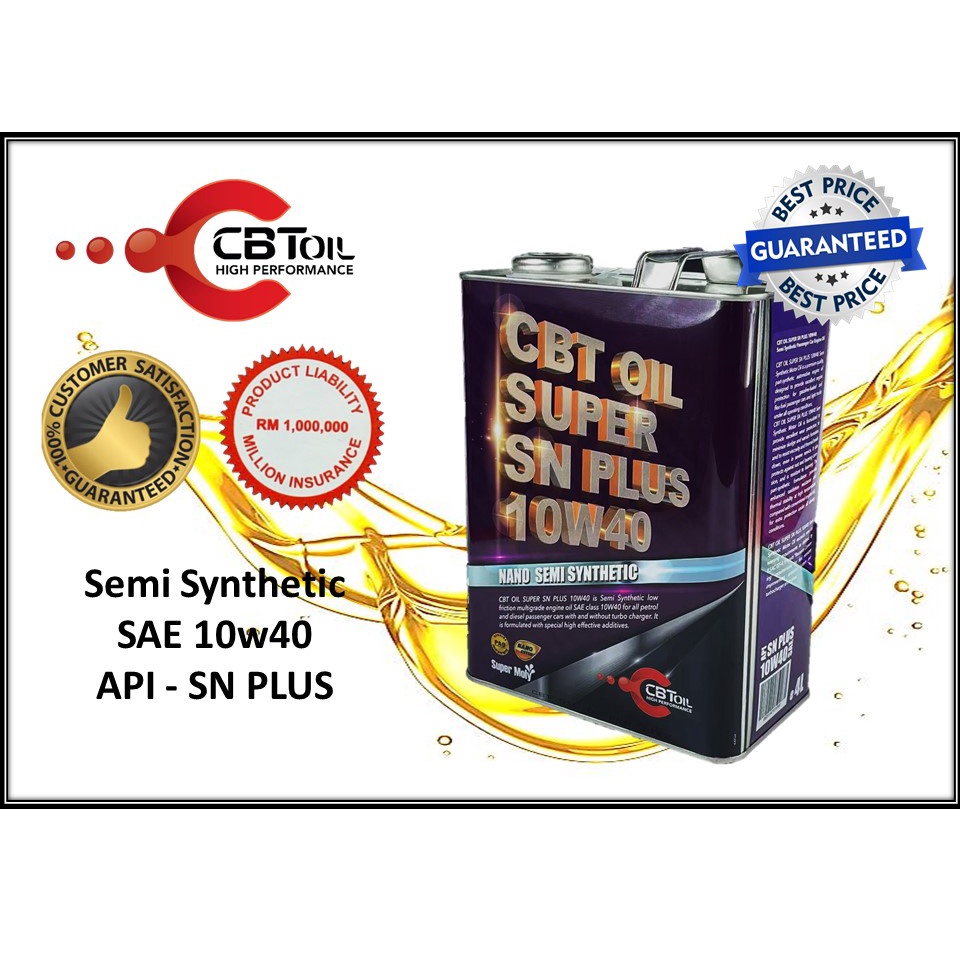 CBT OIL 10w40 4L API SN PLUS NANO ESTER+PAO High Performance Semi ...