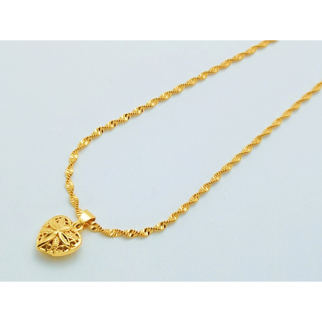 Rantai Leher dan Loket Emas Korea 24K (Gold Plated) | Shopee Malaysia