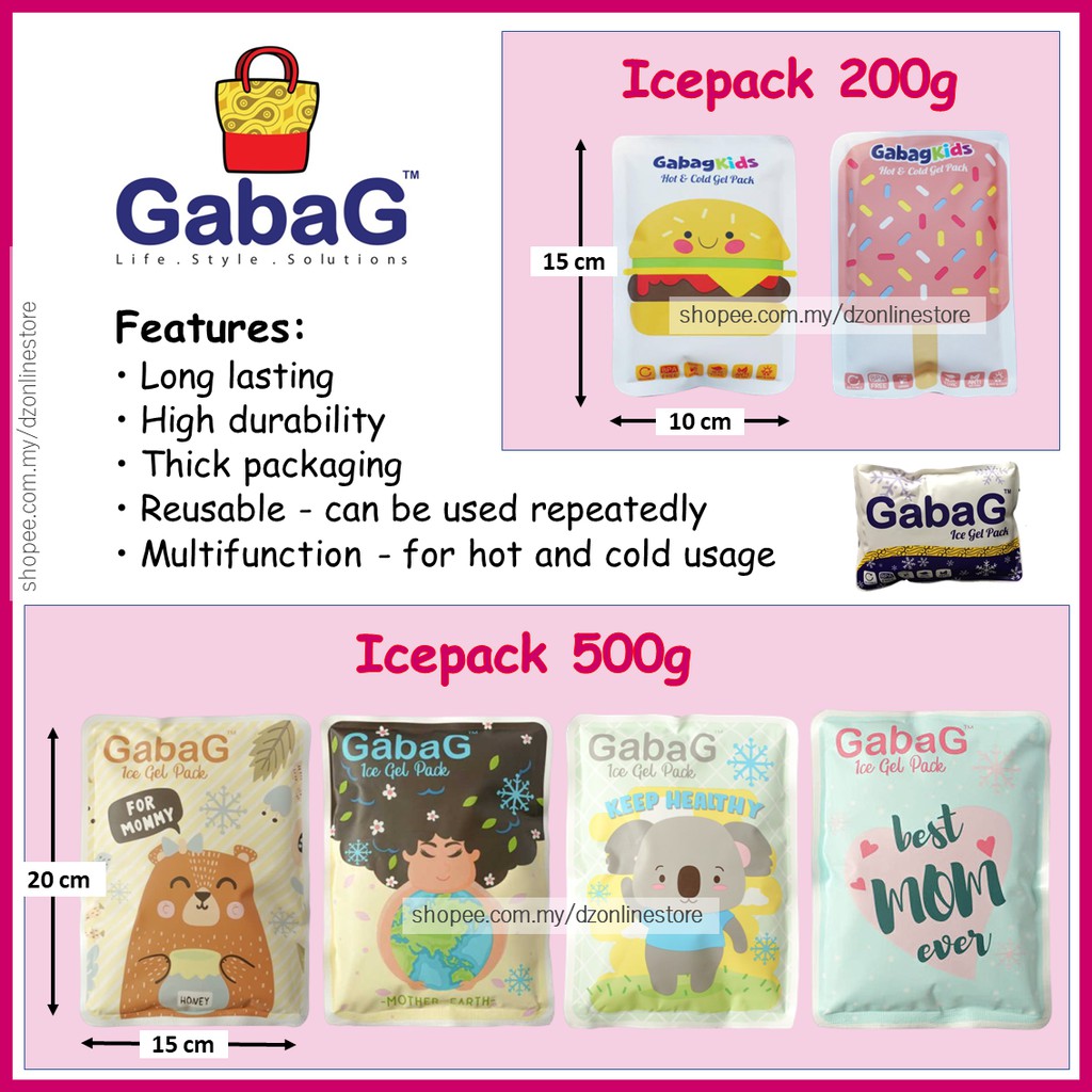GABAG Icepack / Ice Pack Gel Reusable 200g & 500g | Shopee Malaysia