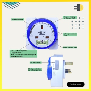 [SIRIM] Maxvi Electrical Timer Switch Plug 13A Socket 24hrs/Palm suis ...