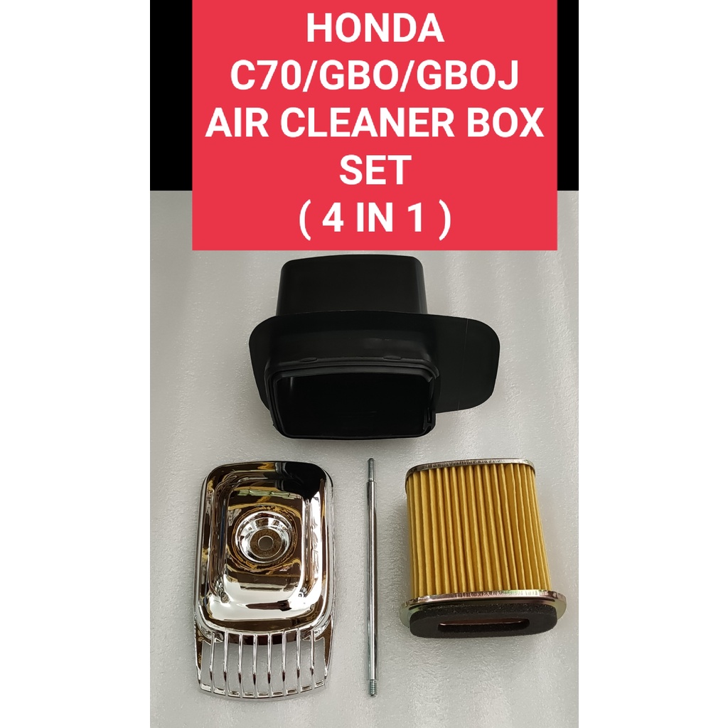 HONDA C70/GBO/GBOJ [ 4 IN 1 ] AIR CLEANER BOX SET / CHROME & WHITE ...