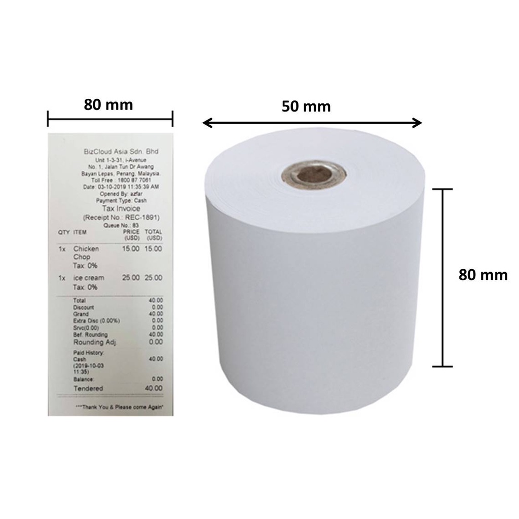 Thermal Receipt Paper Roll 57 x 40mm 80 X 50mm For Credit Card Kertas ...