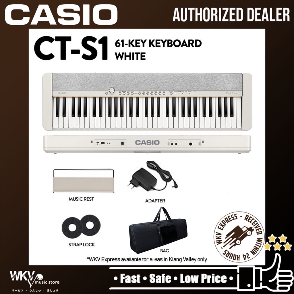 Casio CT-S1 61-key Portable Keyboard Digital Keyboard - White (CTS1 ...