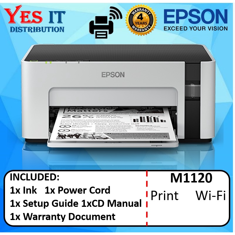 Epson EcoTank Monochrome M1120 Wi-Fi Ink Tank Printer | Shopee Malaysia
