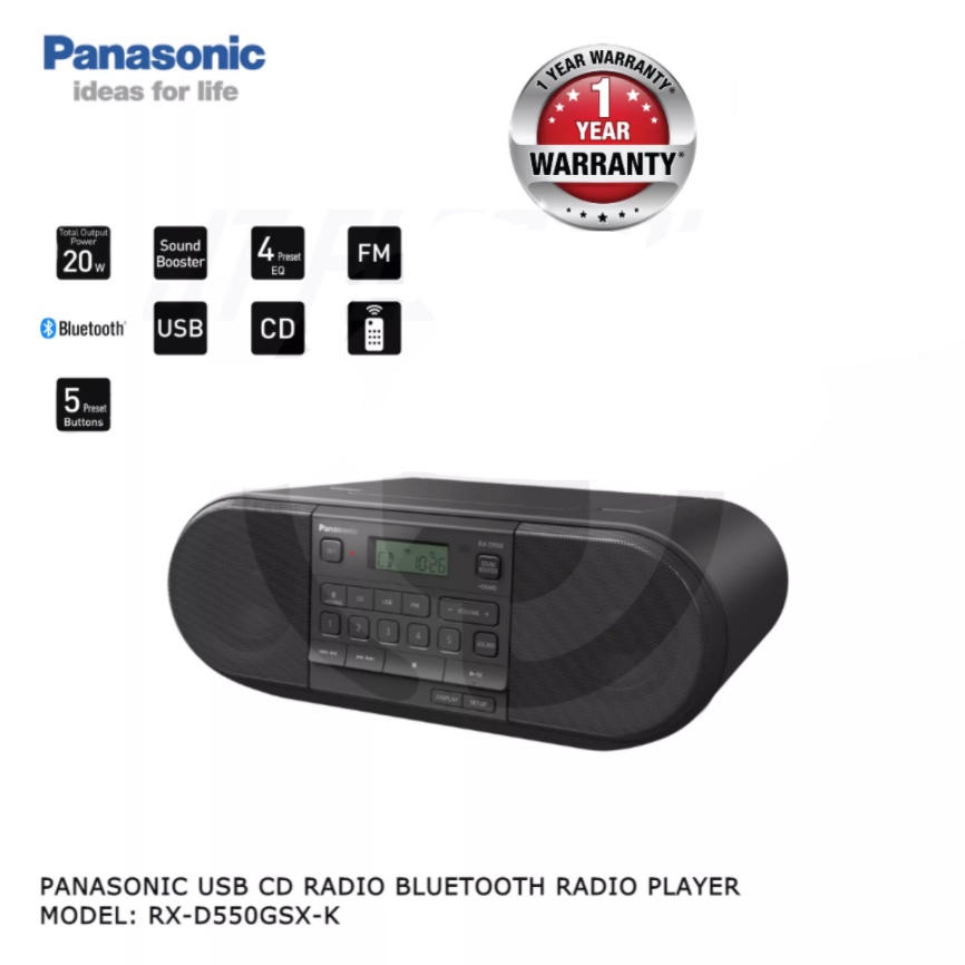 Panasonic RX-D550 GSX-K USB CD Bluetooth Radio Player (Black) | Shopee ...