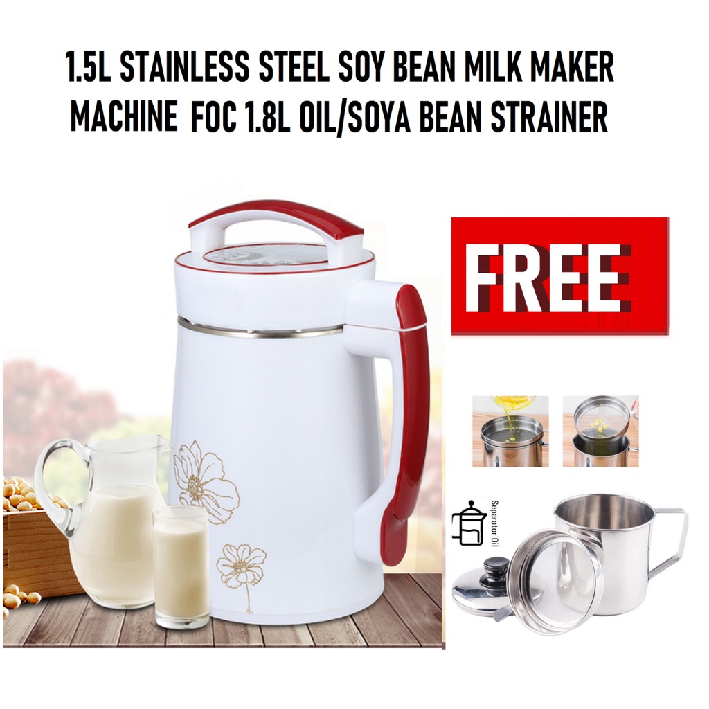 1.5L Stainless Steel Soya Bean Milk Maker Machine (with Malaysia Plug ...