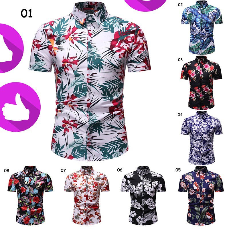 kemeja lelaki baju tema flora men shirt floral wow cc4vb | Shopee Malaysia