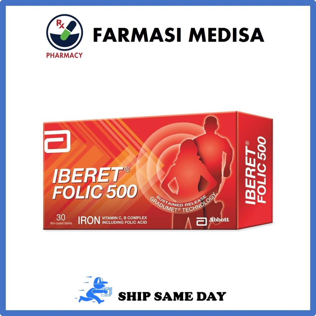 (SHIP SAME DAY) Iberet Folic 500 Iron Vitamin C, B Complex, Folic Acid ...