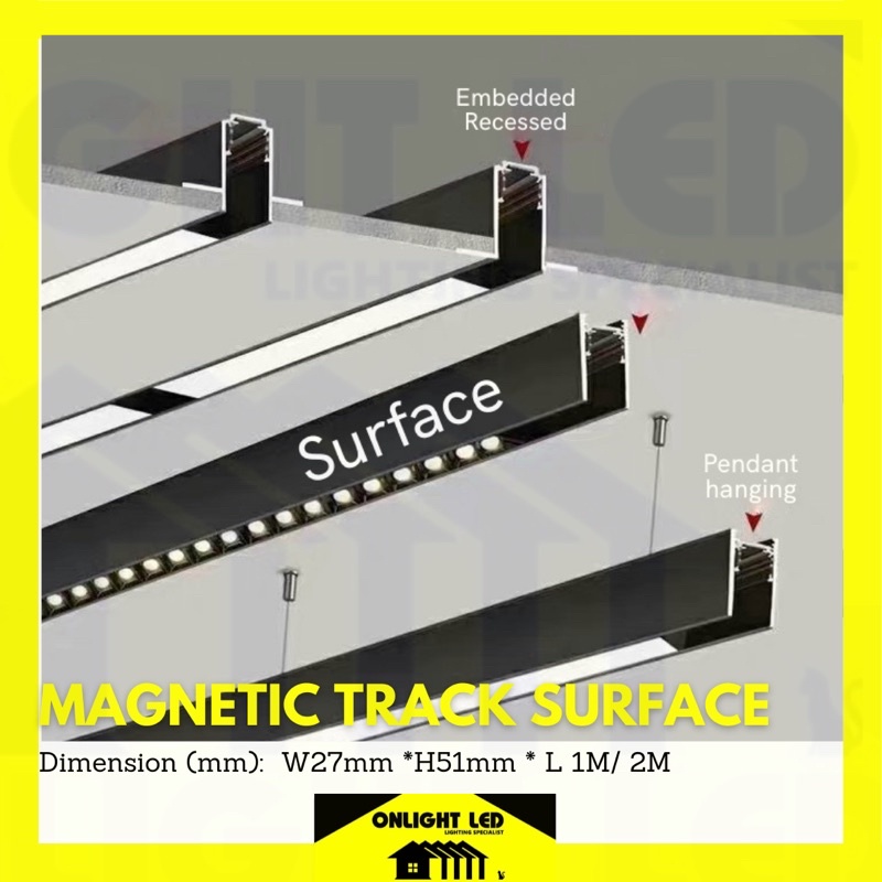 Magnetic Track Magnet Recessed Surface Track Rail 1M 2M | Shopee Malaysia