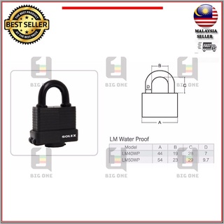 (ORIGINAL) SOLEX LM50WP 50MM WEATHER RESISTANT PADLOCK ANTI RUST ...