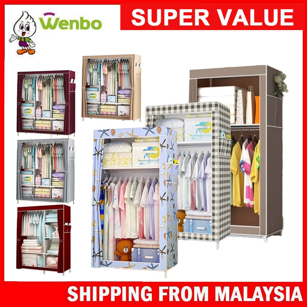Wenbo Wardrobe Almari Baju Rak Baju Clothes Organization Storage Rack ...
