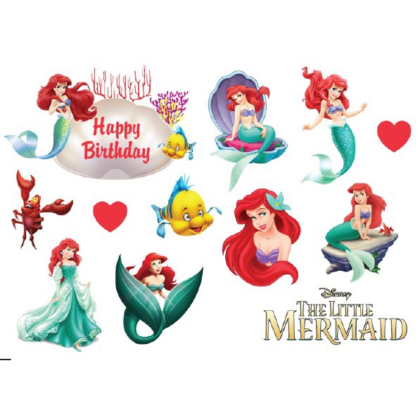 DISNEY ARIEL MERMAID High Quality Paper Cake Topper Kek Cake Decor ...