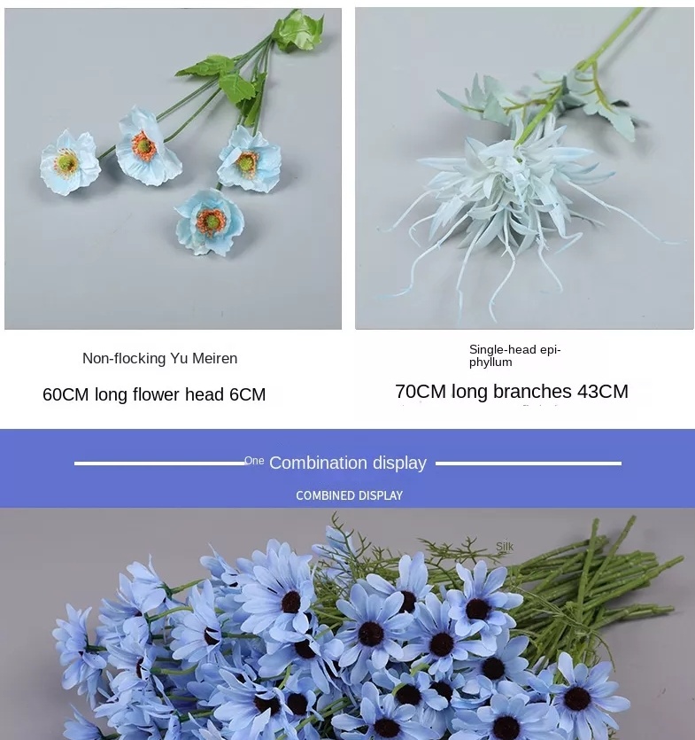 Blue series artificial flower blue simulation green blue wedding theme ...