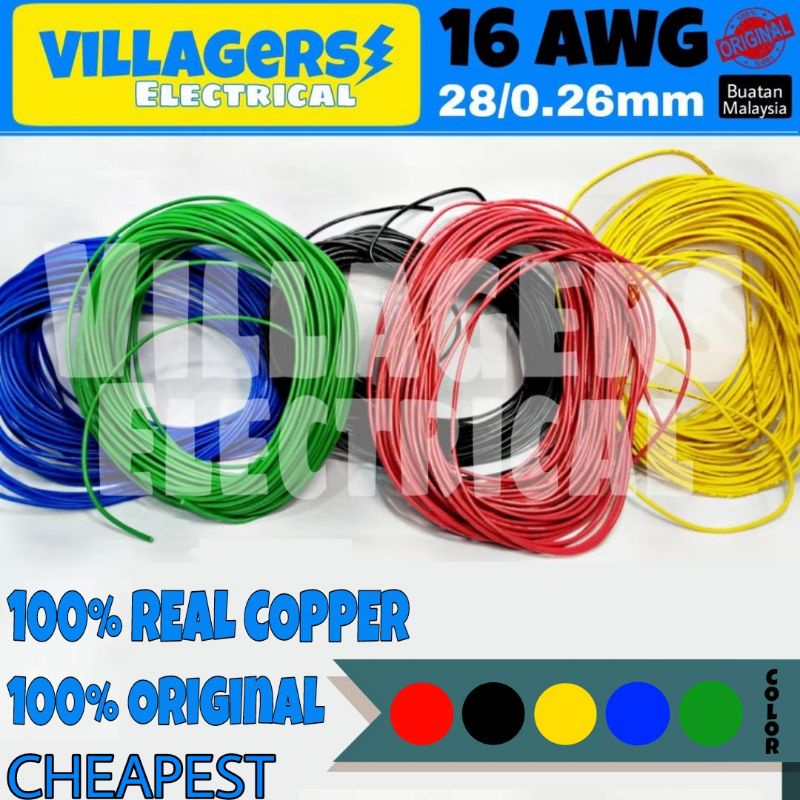 1 Meter FAJAR Cable 28/0.26mm 16 Awg AUTO CABLES KERETA MOTOR LORRY AUTOMOTIVE WIRE 100% COPPER ...