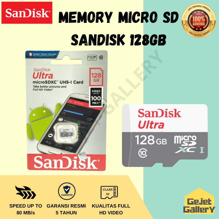 Sandisk 128gb 80mb / S Class10 Original Micro Sd Microsd Memory Card ...