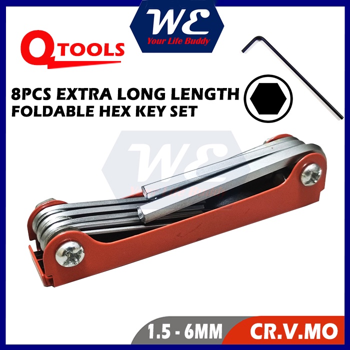 QTOOLS 8PCS FOLDABLE HEX ALLEN KEY SET/ EXTRA LONG ALLEN KEY SET ...