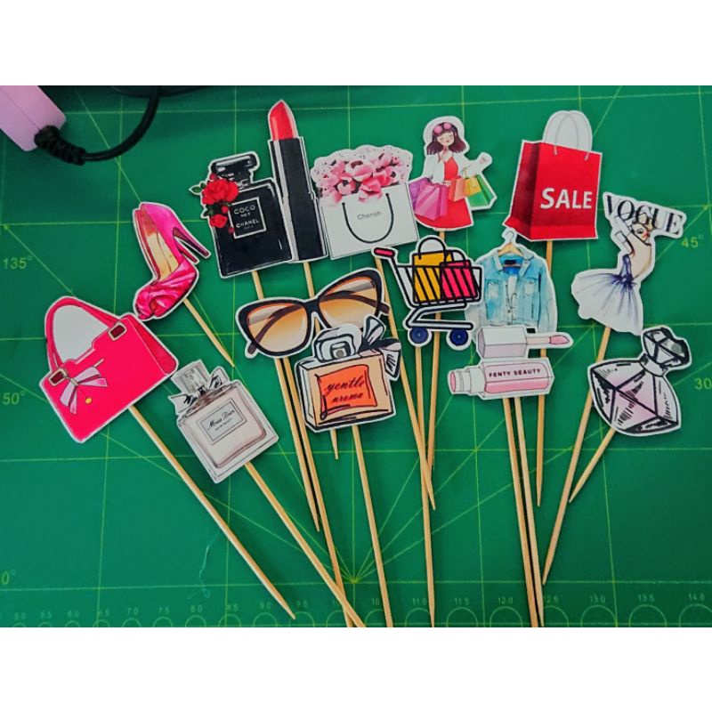 Shopping Theme Cake Topper (15 pcs) | Shopee Malaysia