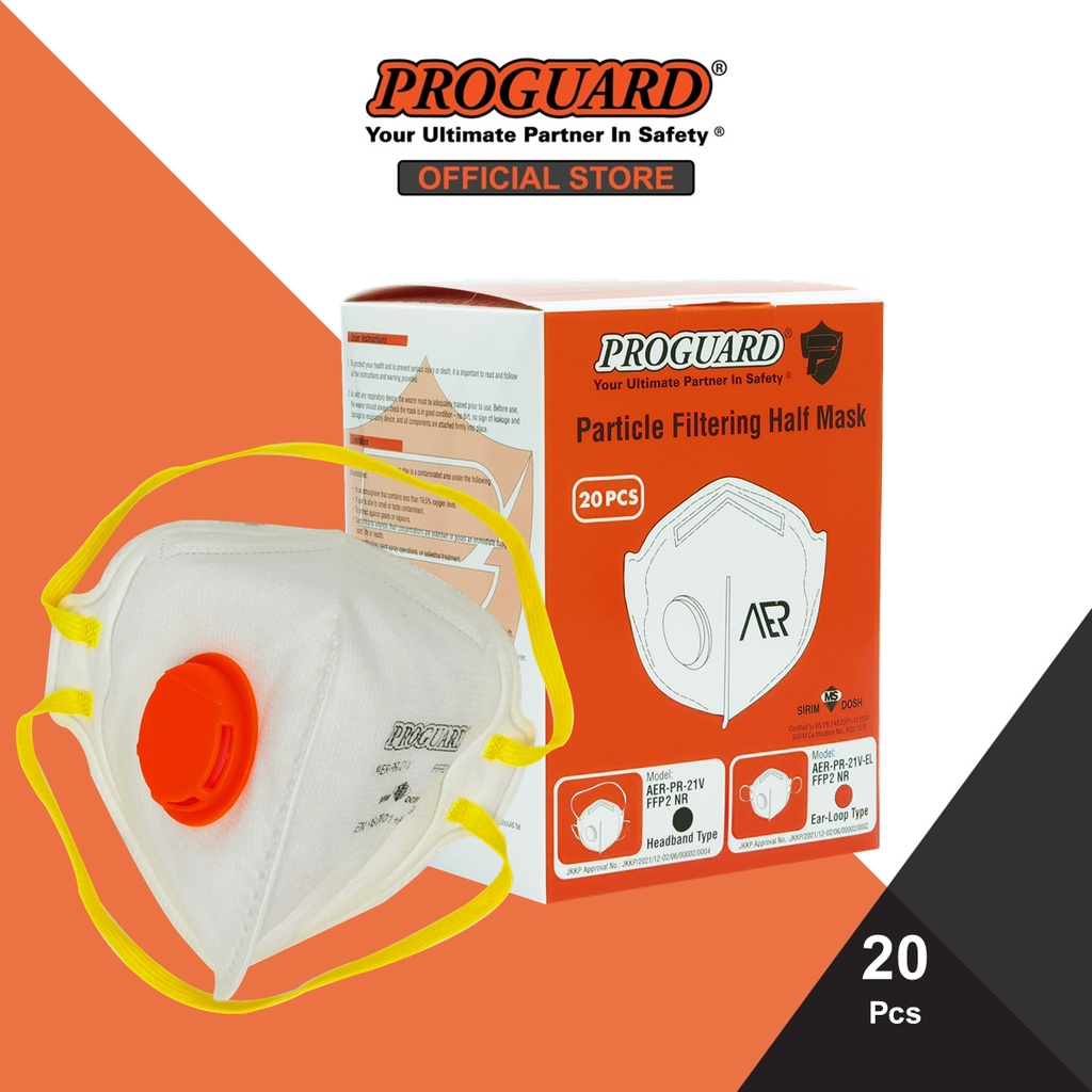 Proguard AER Foldable Valve Particulate Respirator - FFP2 (Headband ...