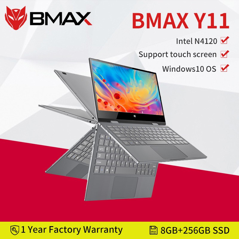 BMAX Y11 Laptop 11.6 Inch Quad Core Intel N4120 1920*1080 IPS Screen 8GB LPDDR4 RAM 256GB SSD ...