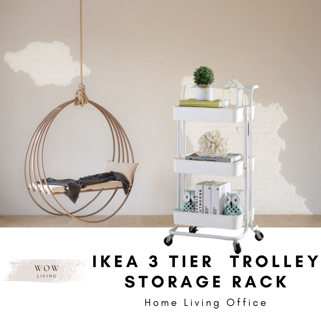 IKEA 3 Tier Multi-functional Trolley Storage Rack Utility Shelves ...