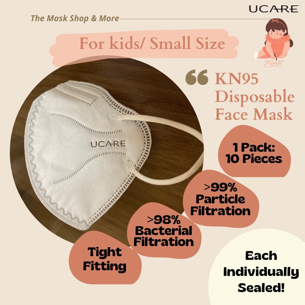 UCARE (Small Size/Kids) KN95 5 Ply Disposable Face Mask (1 PACK - 10PCS ...