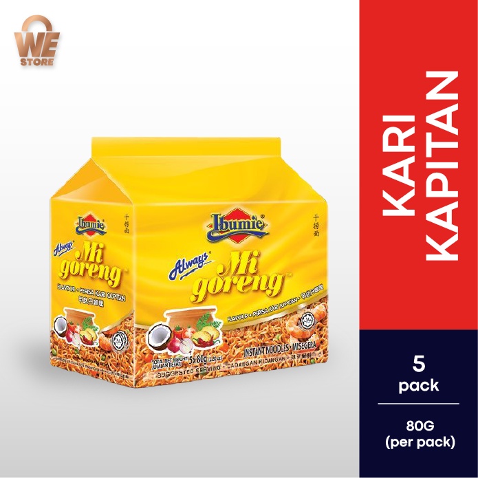IBUMIE ALWAYS MI GORENG KARI KAPITAN (5 packs x 80g ) | Shopee Malaysia