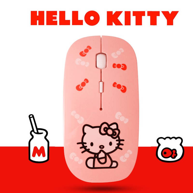 Ultra-thin Hello Kitty wireless mouse 2.4G cute KT cat cartoon spot ...