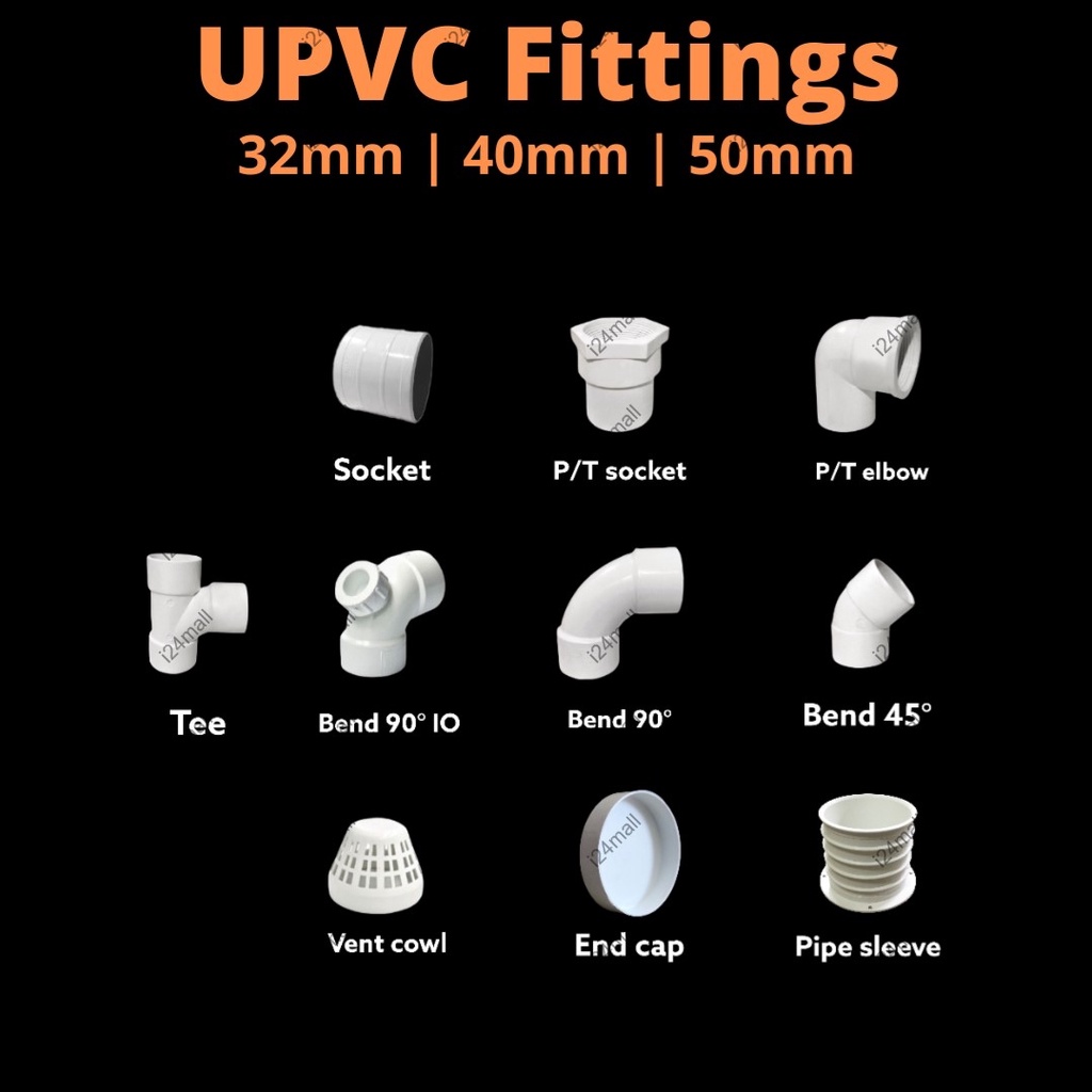 UPVC Fittings 32MM 40MM 50MM UPVC Joint Connector Penyambung Paip ...