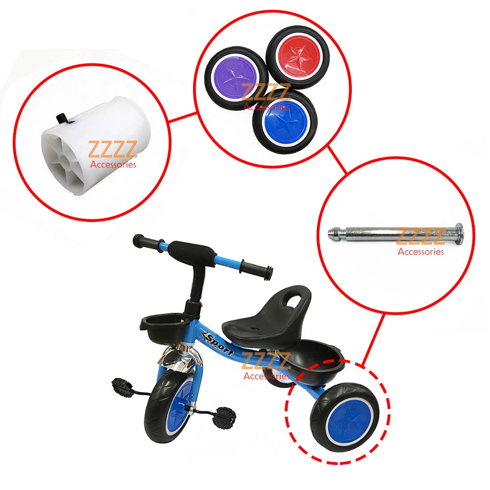 TRICYCLE KIDS 3 WHEEL BACK WHEEL SPARE PART / ACCESSORIES PART (READY ...
