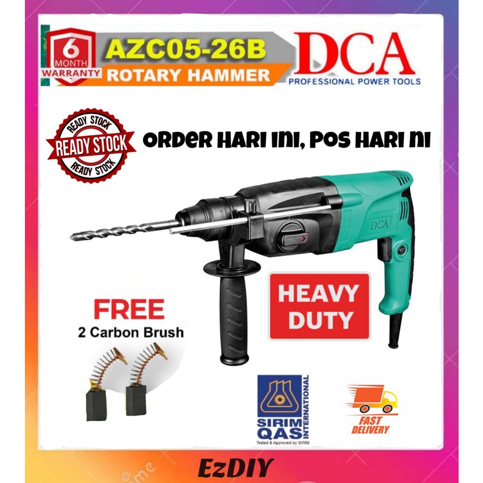 DCA Rotary Hammer Drill (3in1) AZC 05-26 Penebuk dinding AZC 0526 ...