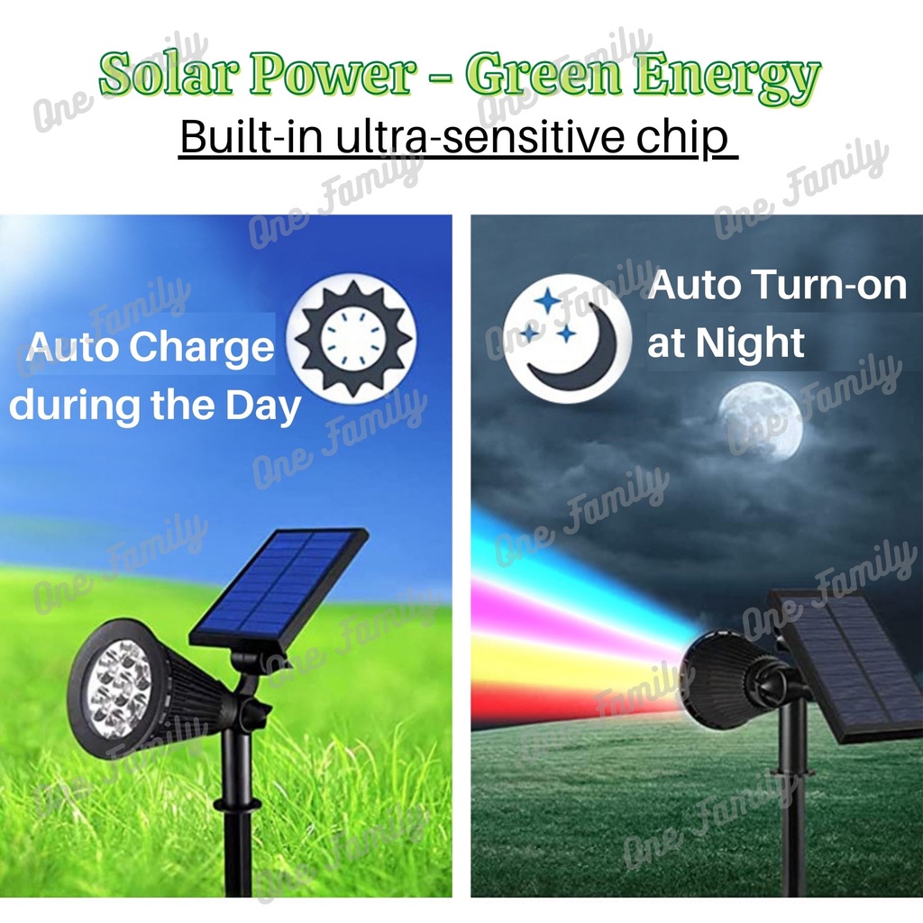 Solar LED Spotlight RGB|White|Warm 7LED & 18LED Garden Wall Lawn ...