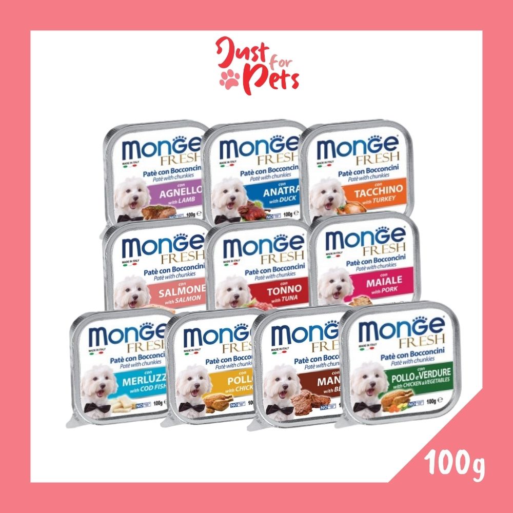 Monge Fresh 100g Wet Dog Food (Codfish Tuna Beef Chicken Duck Lamb Pork ...