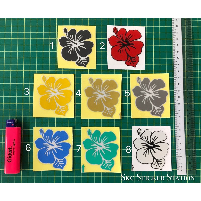 Bunga Raya & Hibiscus (8 Colour Available) Sticker Cutting Overlapping ...