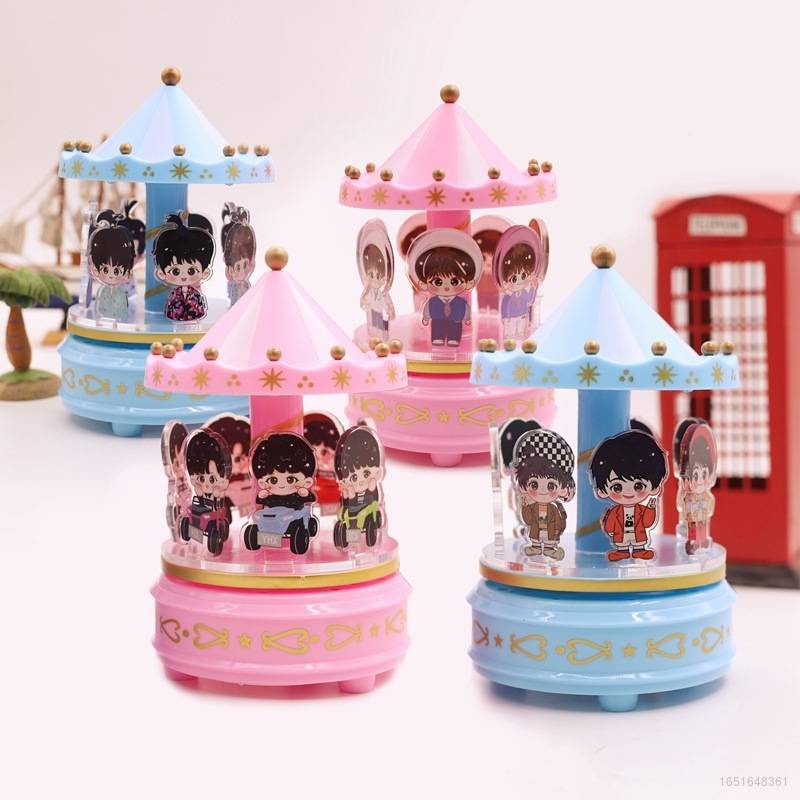 YYDS BTS Q Version Luminous Carousel Music Box JIN RAPMONSTER J-HOPE ...